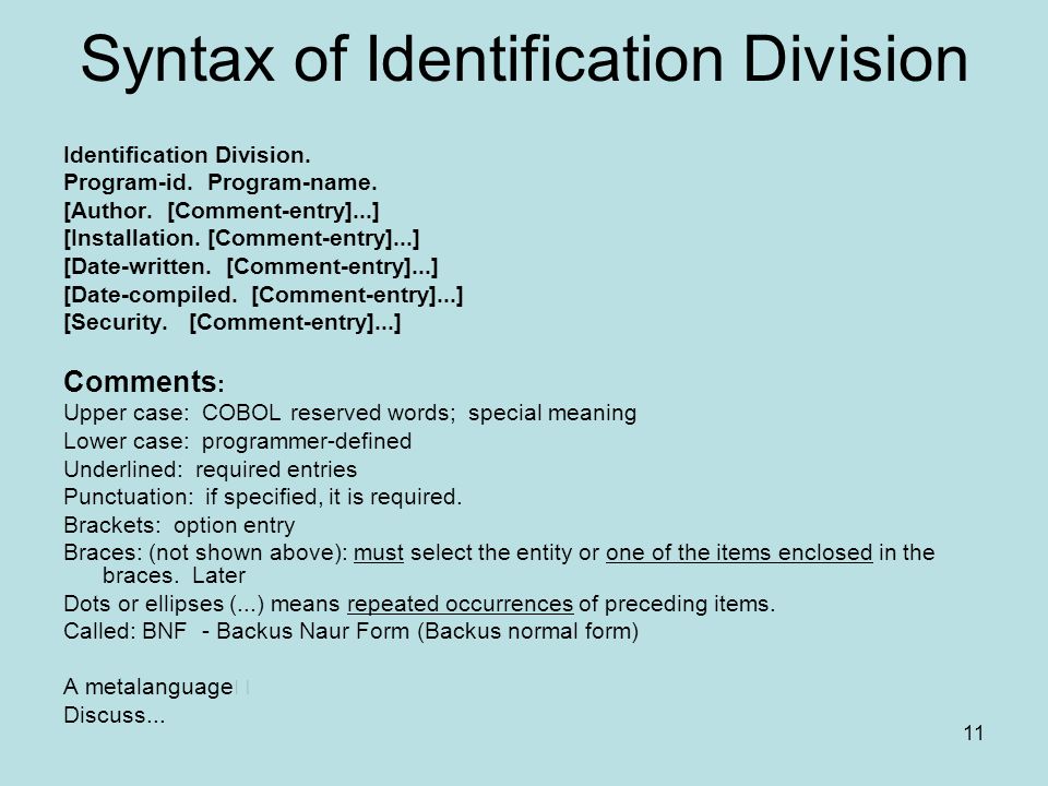 Explanation of Identification Division - Mainframes