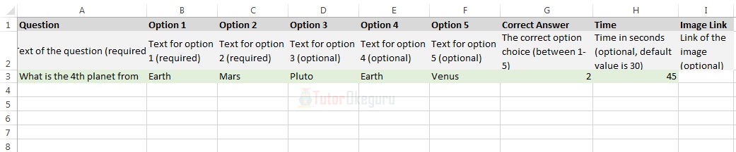 Download Question Spreadsheet / Excel Format for Quizizz - TUTORIAL OKEGURU