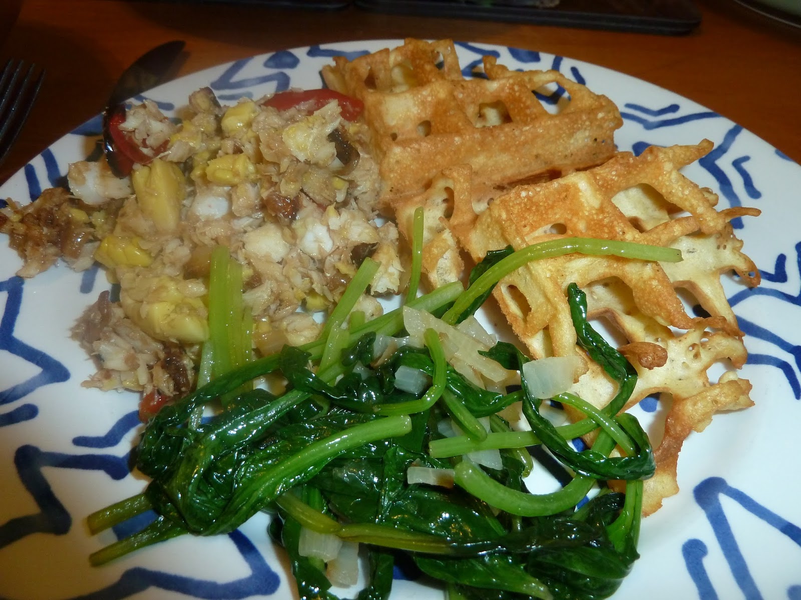 Kitchen Fairies: Cod fish and ackee, with cornbread waffles