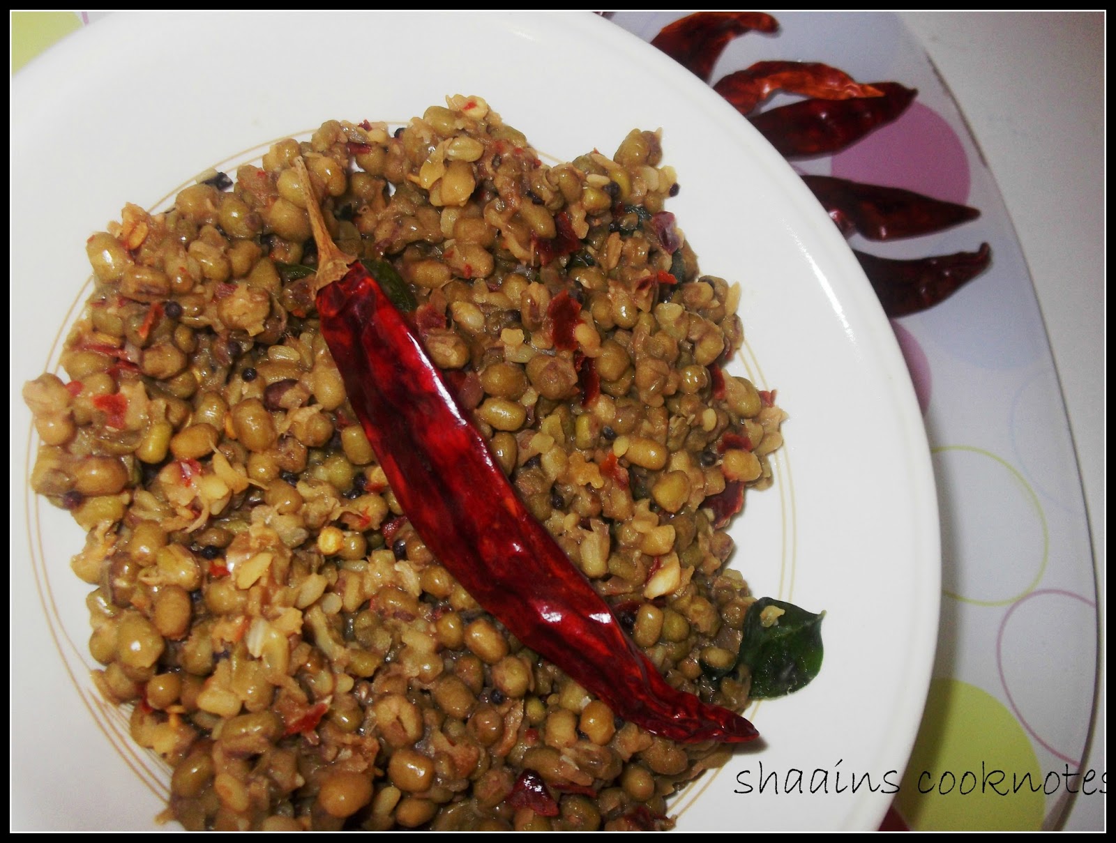 Shaain's Cooknotes: Cherupayar Mezhukkupuratti(Greengram Stir Fry)