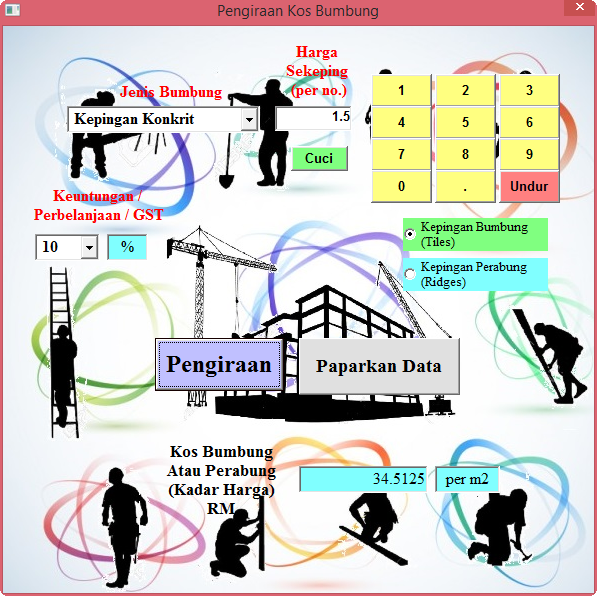 Ilmu Berguna Sebagai Panduan Bersama: Pengiraan Kos Bumbung Dan Perabung