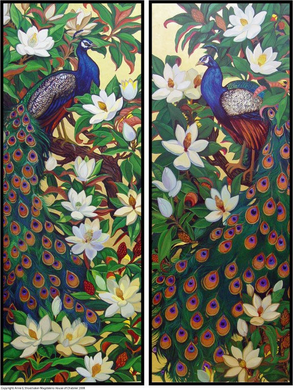 Annie's Current Paintings: Peacocks Elephants India Oh MY
