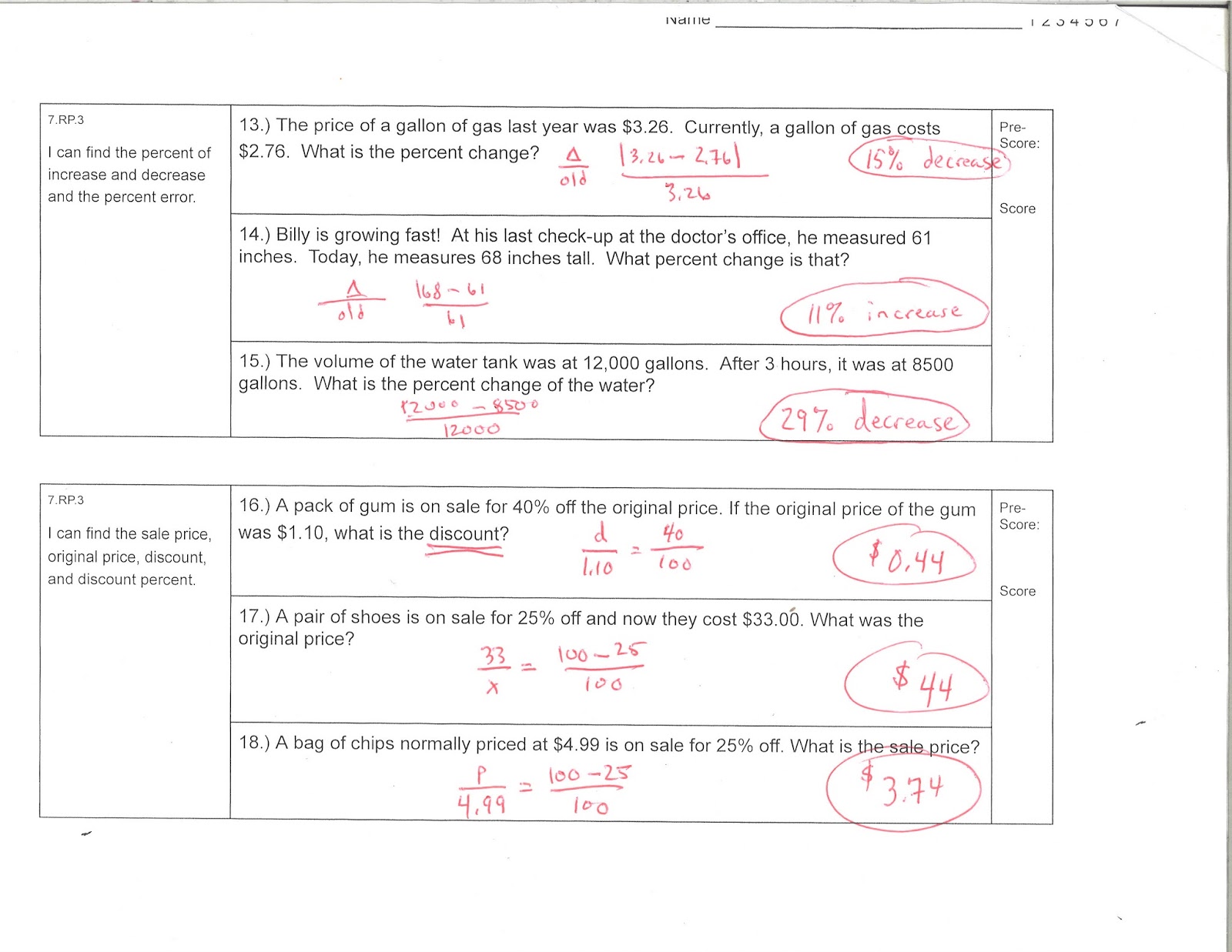 Hamilton Middle School 7th Grade Math