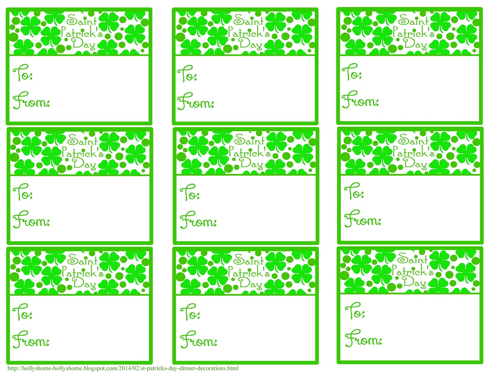 HollysHome Family Life: St. Patrick's Day Dinner Free Printabe - Polka ...
