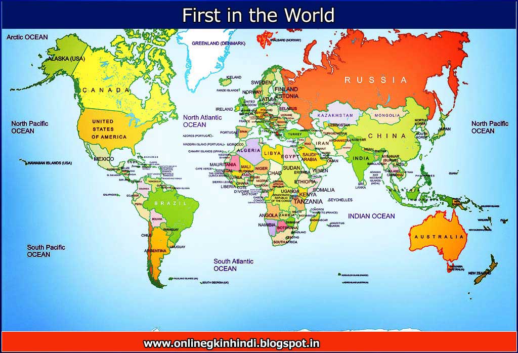 List of First in World in Hindi - Online GK in Hindi (सामान्य ज्ञान)