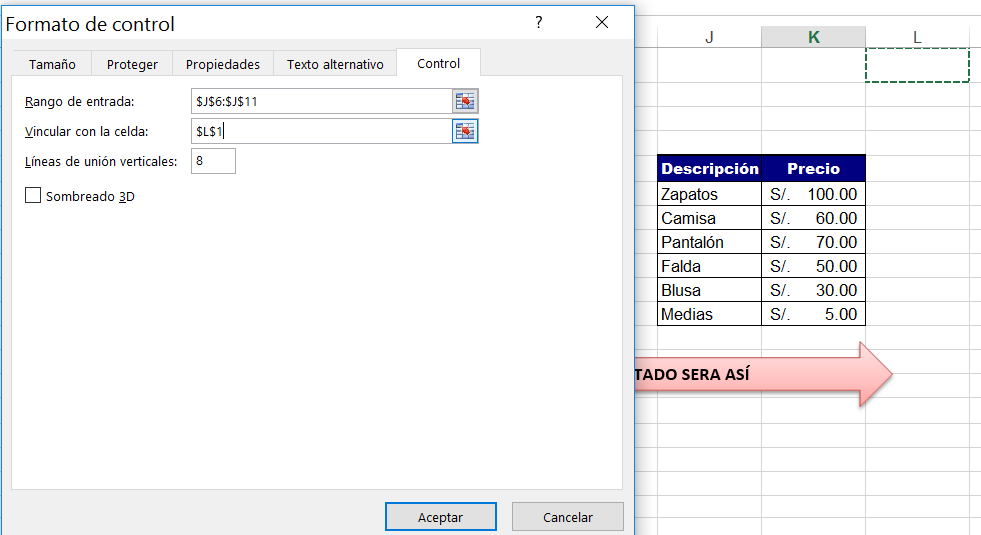 Controles de formulario en Excel