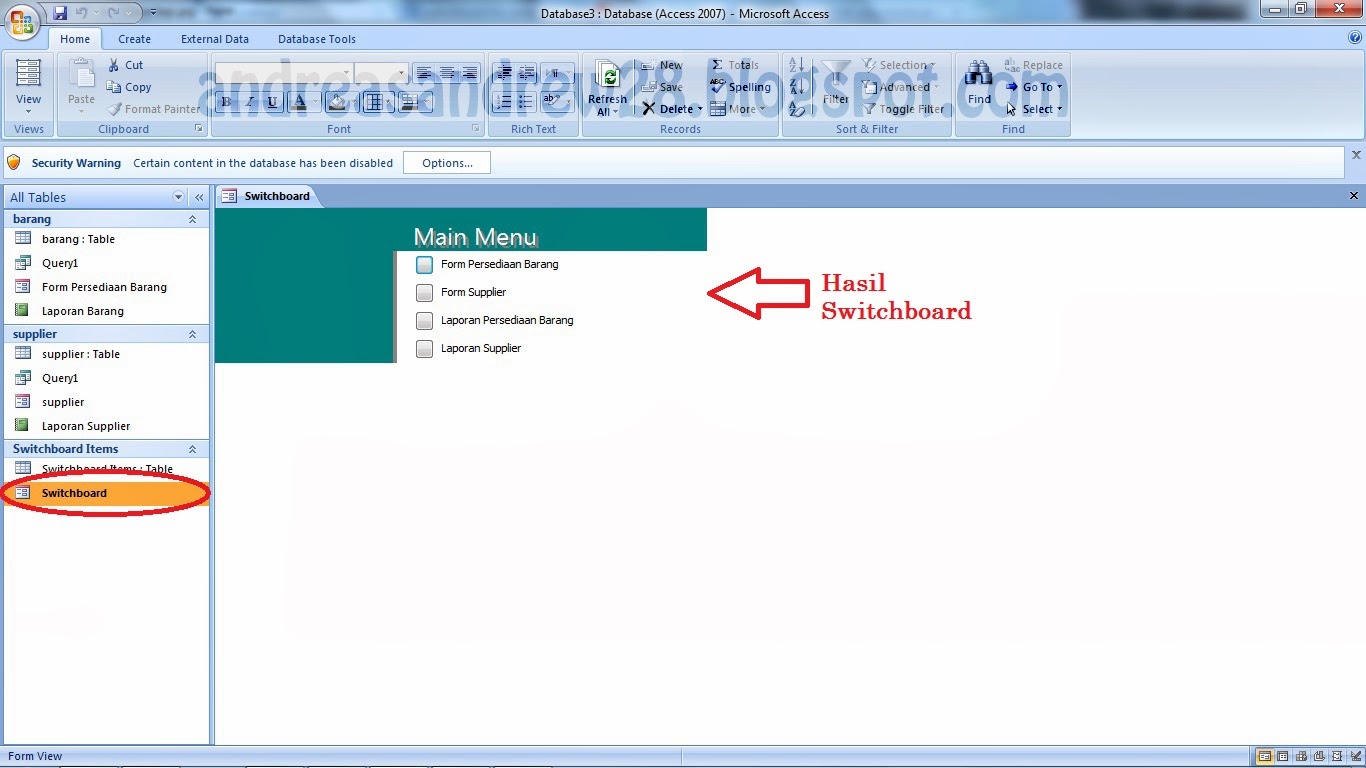 Welcome to Andreas Blog: Tutorial membuat Switchboard pada Ms Access 2007