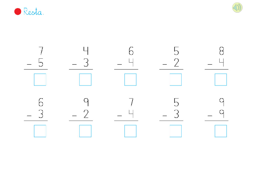 Blog de Primero: Resta en vertical 1 cifra