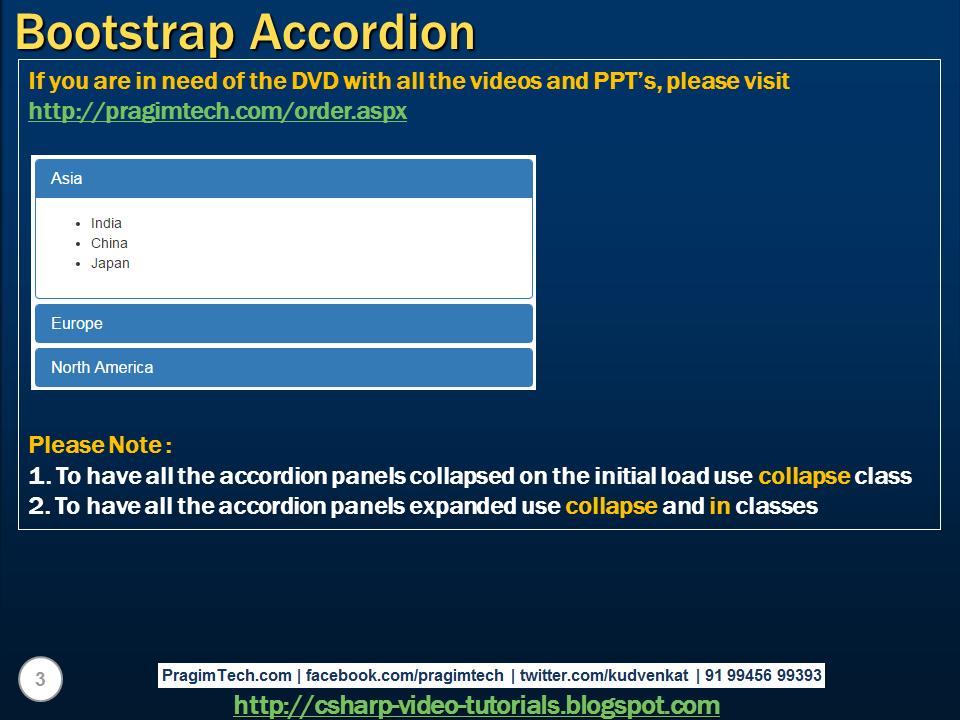 Sql server, .net and c# video tutorial: Bootstrap accordion