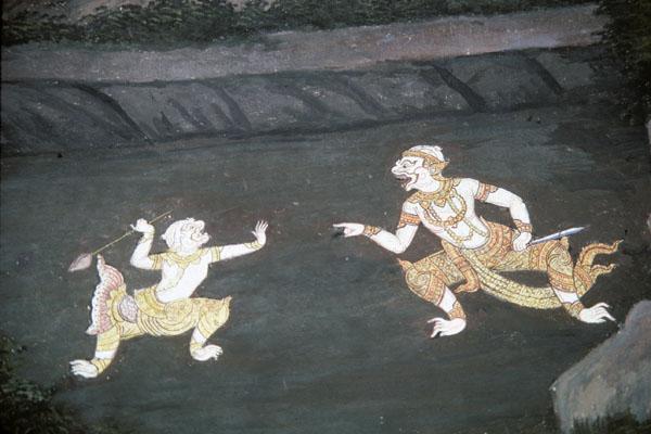 Indian Epics: Images and PDE Epics: Image: Hanuman meets his son in battle