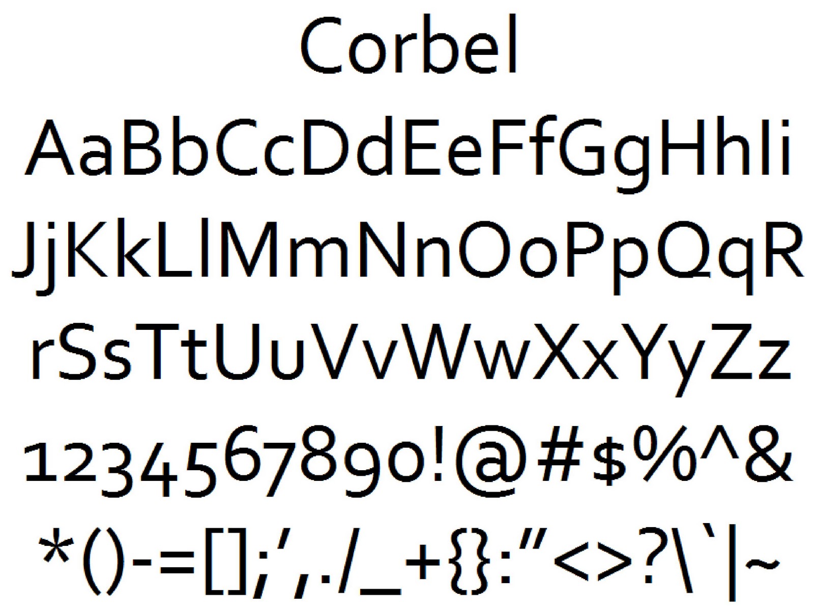 Font Alphabet Styles: Corbel
