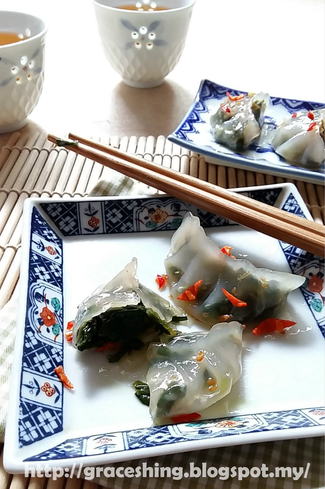 Grace's Blog 欣语心情: 韭菜粿 Ku Chai Kueh （Steamed Chive Dumplings）