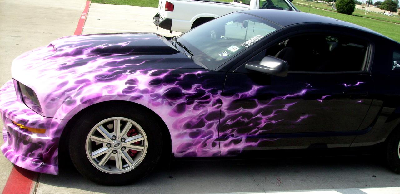 Automobile Zone: Airbrushed Mustang Fire Flame Theme