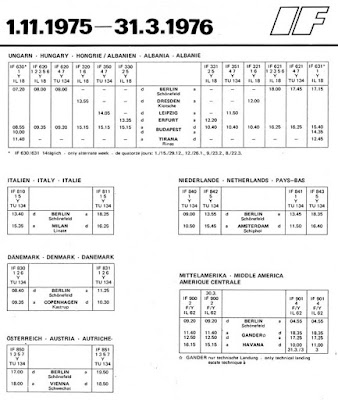The Timetablist: Interflug Timetable, Winter 1975-76, Part 1