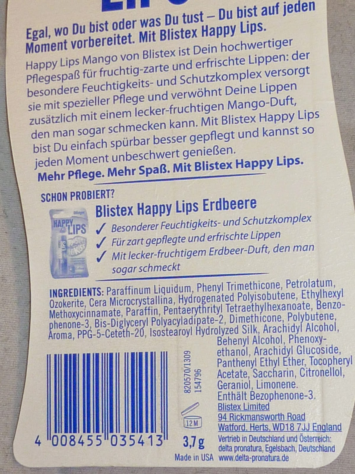 Meine Kosmetik: Review Blistex Happy Lips Mango