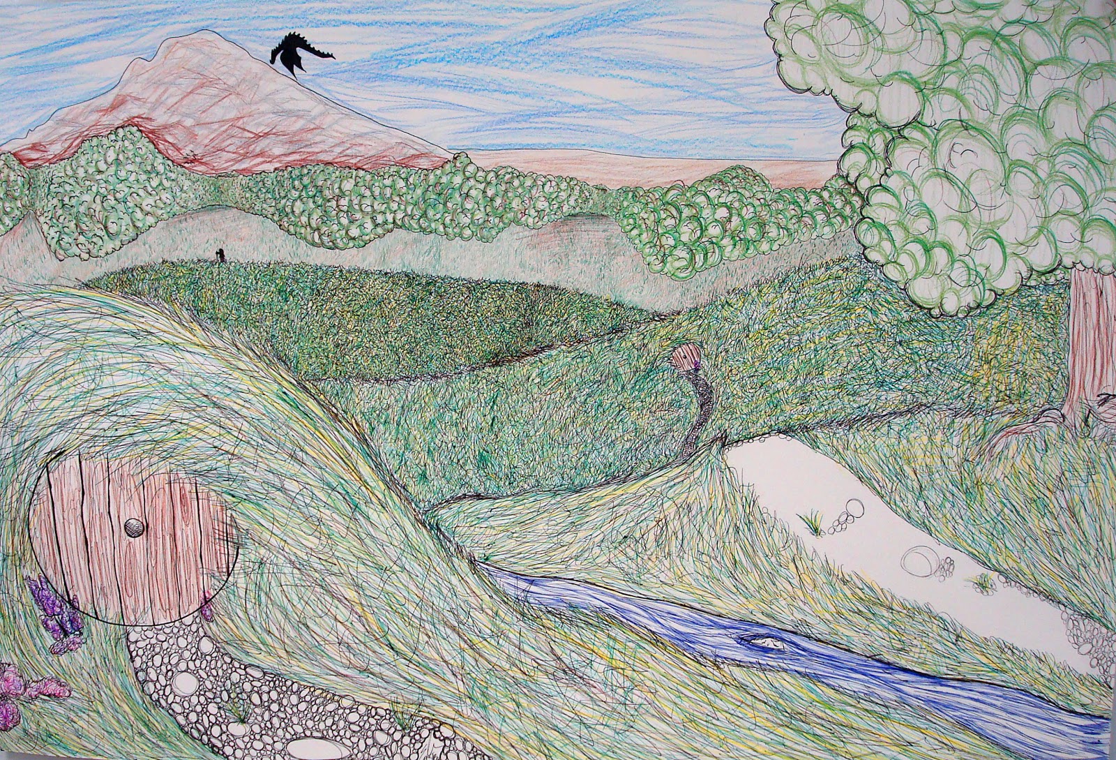 Art at OHS: Landscapes with differen Mark Making