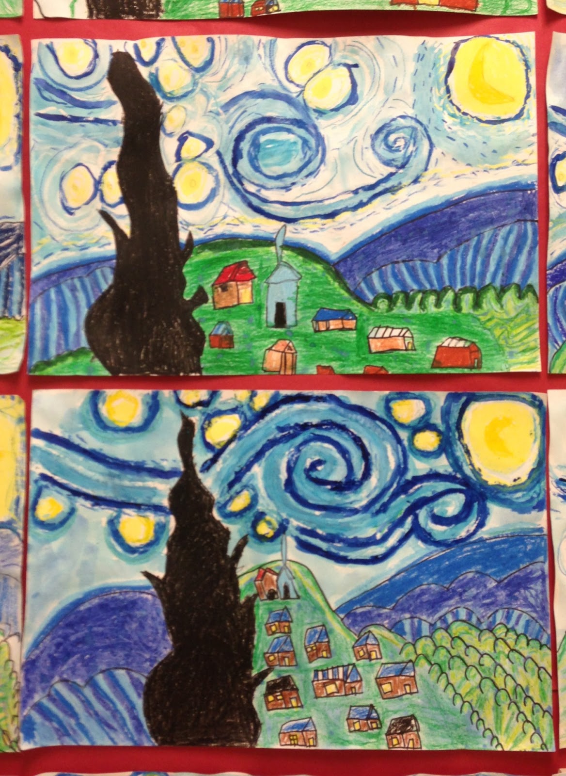 Apex Elementary Art: a very starry night...