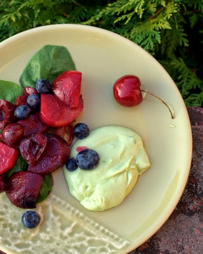 Twice-Roasted Beets with Fruit and Avocado Feta Cream ♥ A Five-Star ...