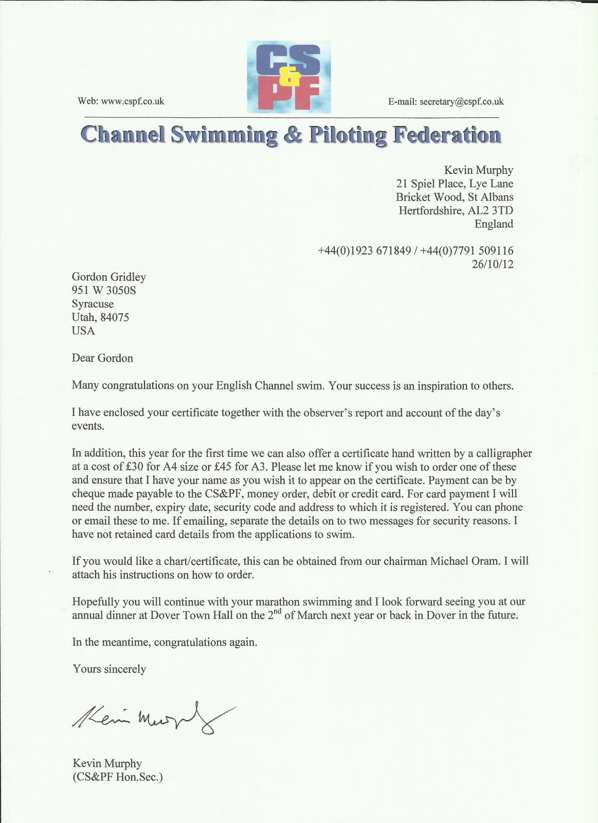 Gords Swim Log: English Channel Ratification