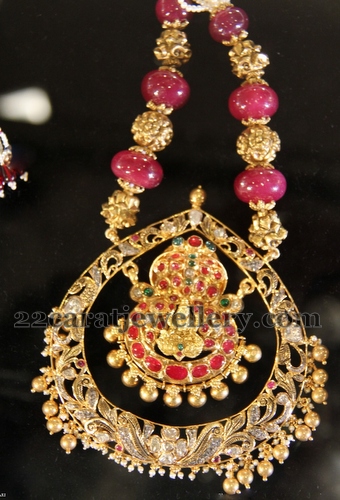 Naga and Lakshmi Gemstone Locket - Jewellery Designs