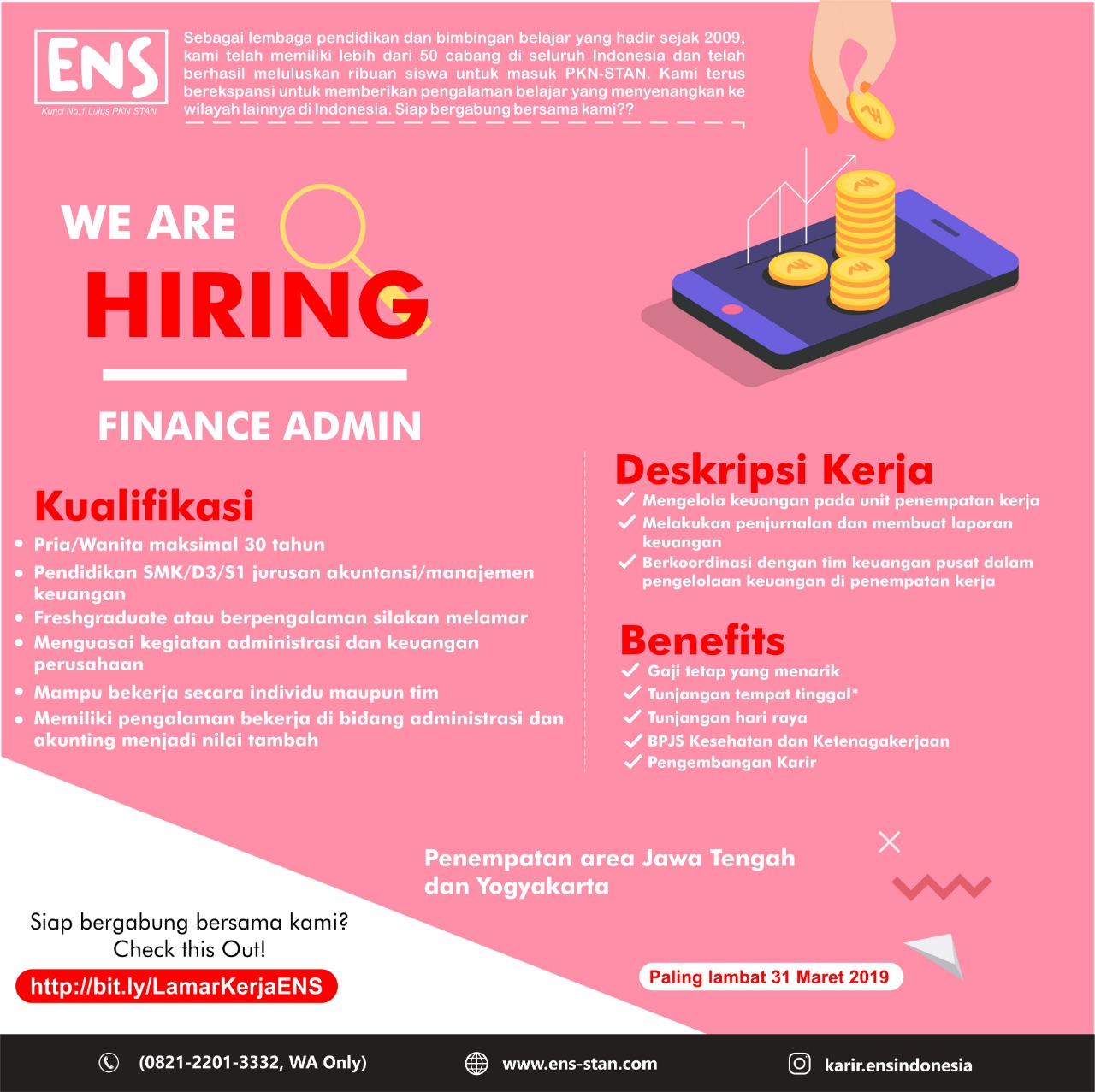 Lowongan Kerja Finance Admin PT ENS - Penempatan Area Jawa Tengah dan ...