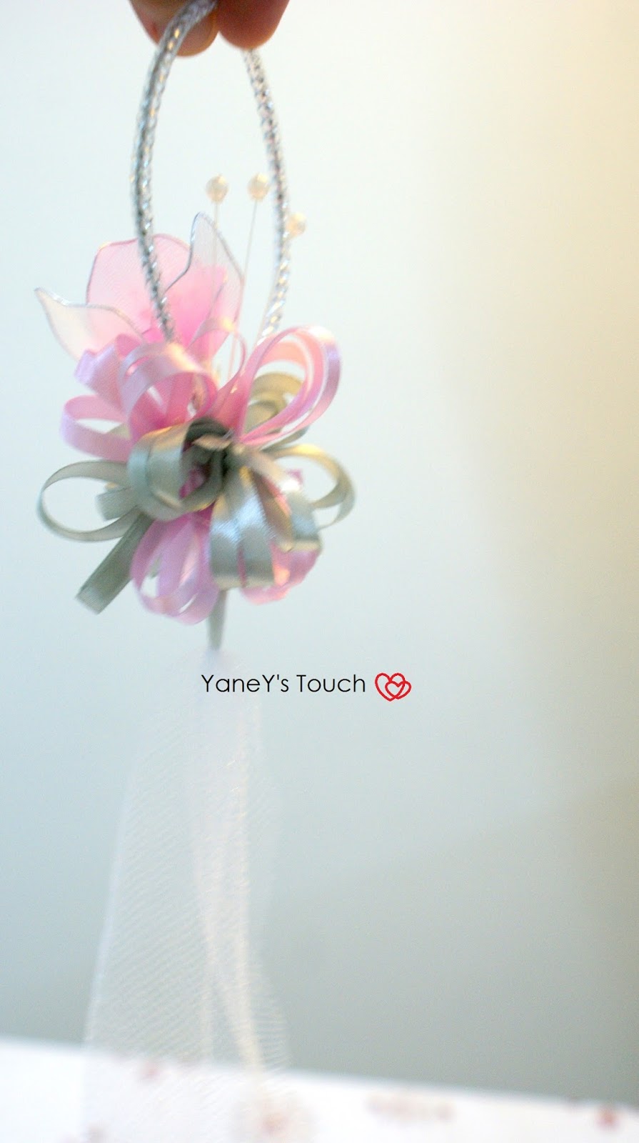 YaneY's Touch: bunga telur stokin gantung : tema pink + silver