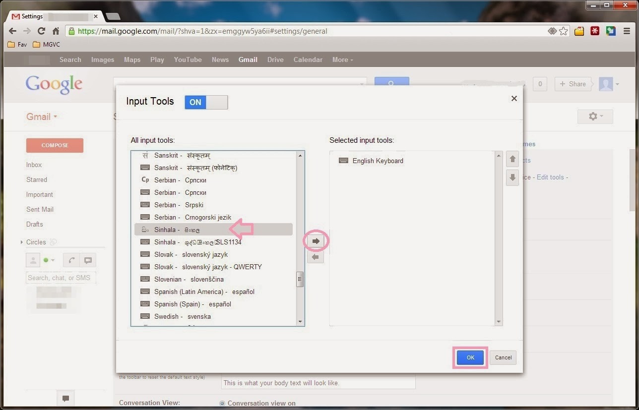 Enabling Google Input Tools to Type Sinhala in Gmail | Madura's Blog