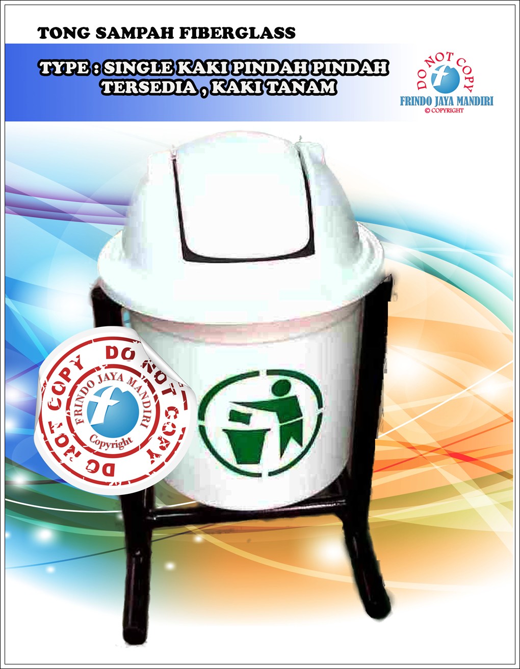 Tong Sampah Fiberglass / Tong Sampah Fiber: Tong Sampah Fiber Bulat Single