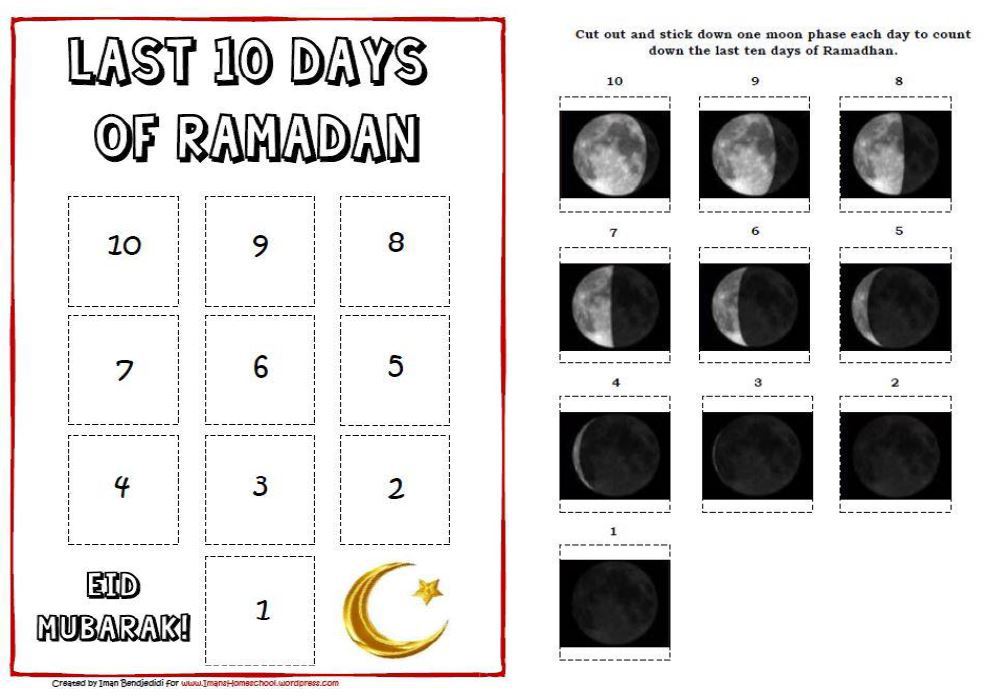 Iman's Home-School: Last Ten Days of Ramadan (Moon Phases)
