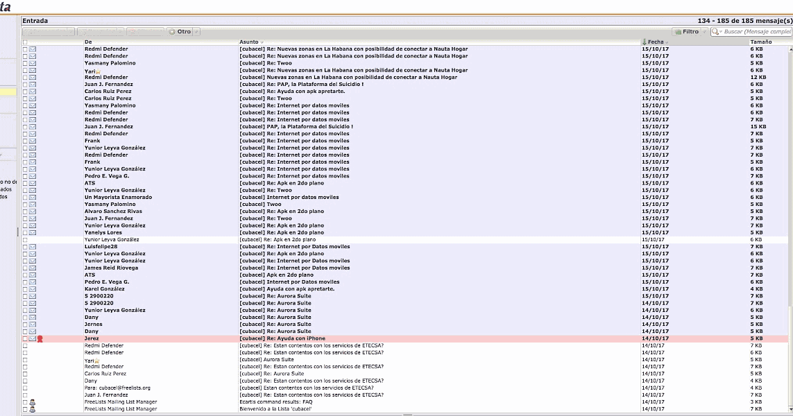 The Internet in Cuba: Freelist hosts a couple of Cuban email lists ...