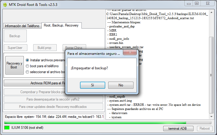 Lanix Ilium S106 ~ Crear Backup con PC mediante MTK Droid Tools