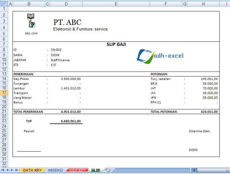 Cara Membuat Slip Gaji Otomatis Di Excel Excel Dan Rumus Microsoft ... Cara Membuat Slip Gaji Otomatis Di Excel Excel Dan Rumus Microsoft ...