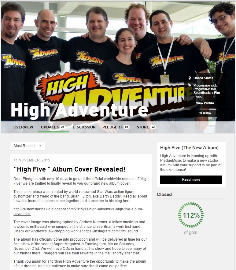 Customs for the Kid: HIGH ADVENTURE "HIGH FIVE" ALBUM COVER