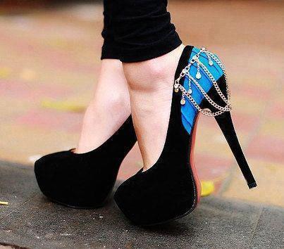 FUN AND FASHION HUB: Attractive back chain style high heel shoes for ladies