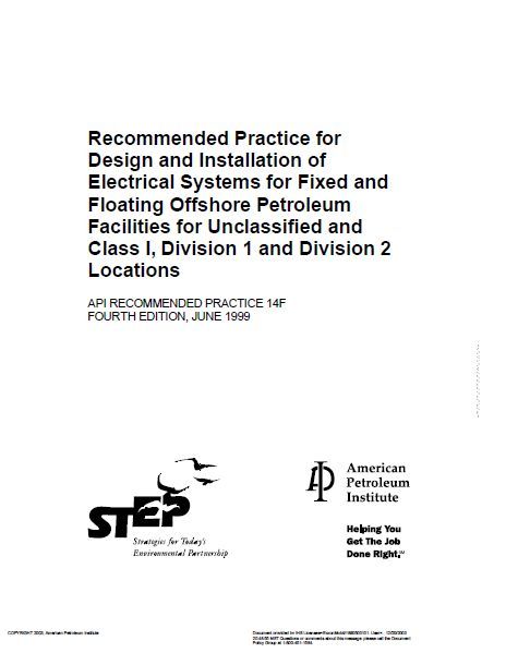 API RECOMMENDED PRACTICE (RP) 14F ~ Petroleum Library