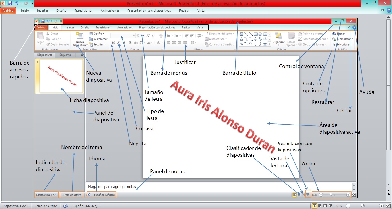 Aura en Primaria: Partes de power point