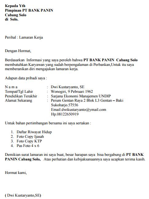 Contoh Cv Magang Di Bank Indonesia / 20 Contoh CV Lamaran Kerja yang ...