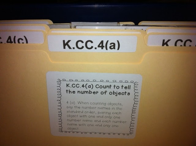Cheers to School: Kindergarten Common Core File Folder Organization Freebie