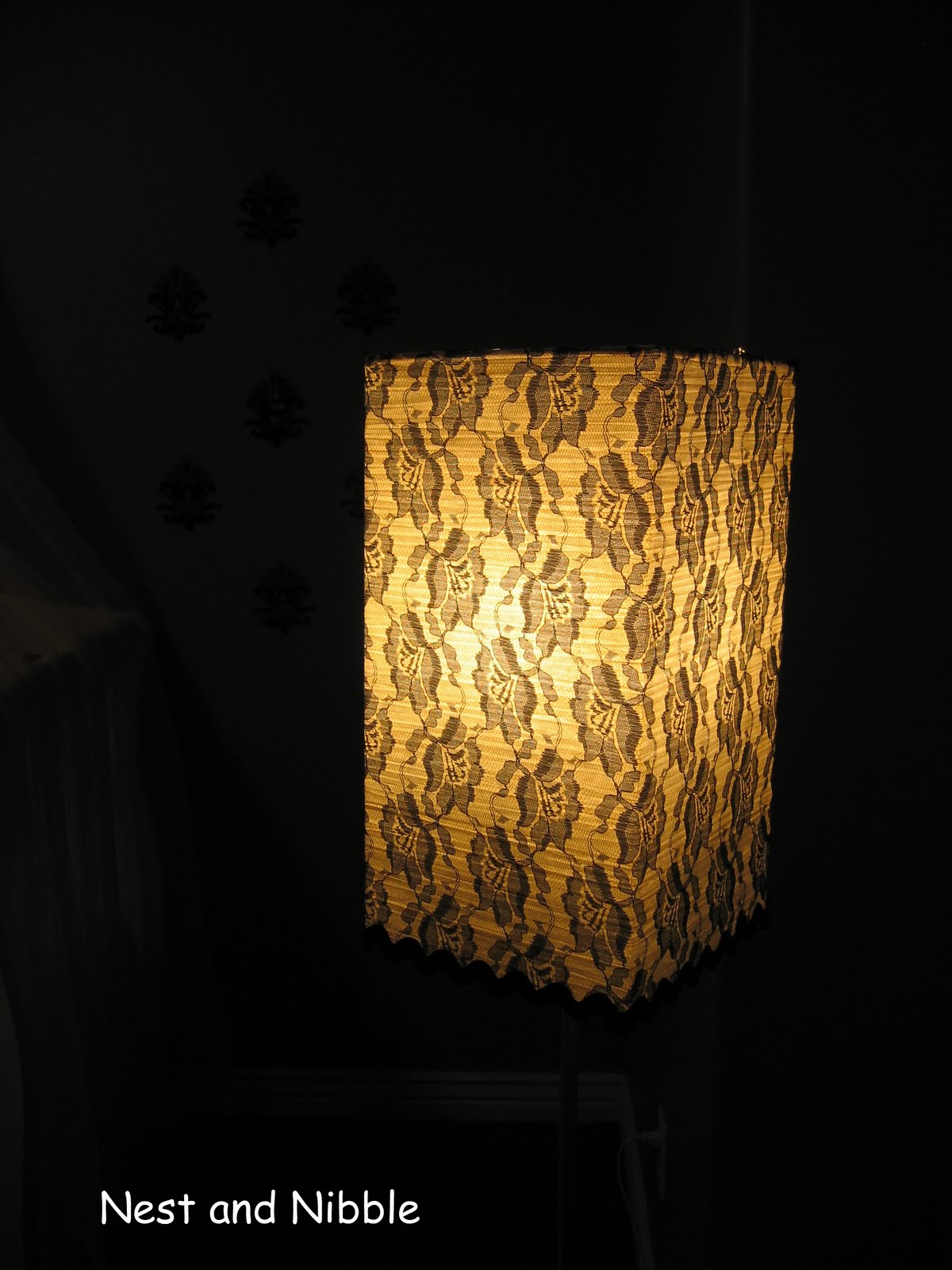 Nest and Nibble: Lace Covered Lamp Shade