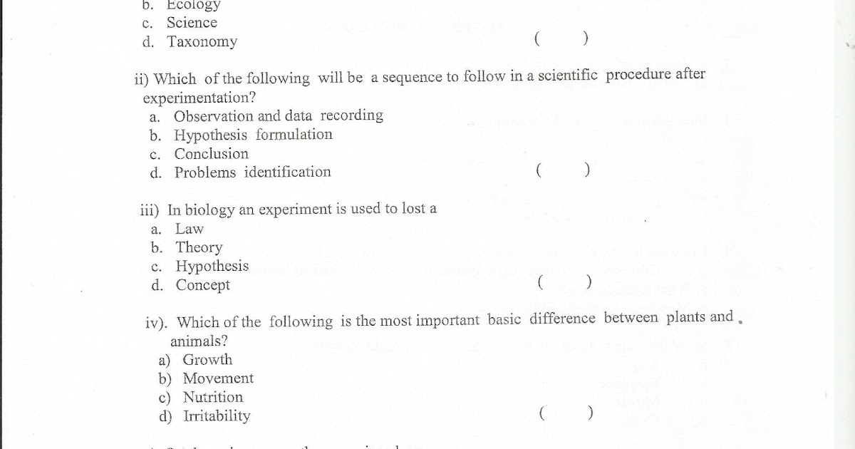 FORM ONE STUDY NOTES & PAST PAPERS BLOG: BIOLOGY FORM ONE MID TERM TEST ...