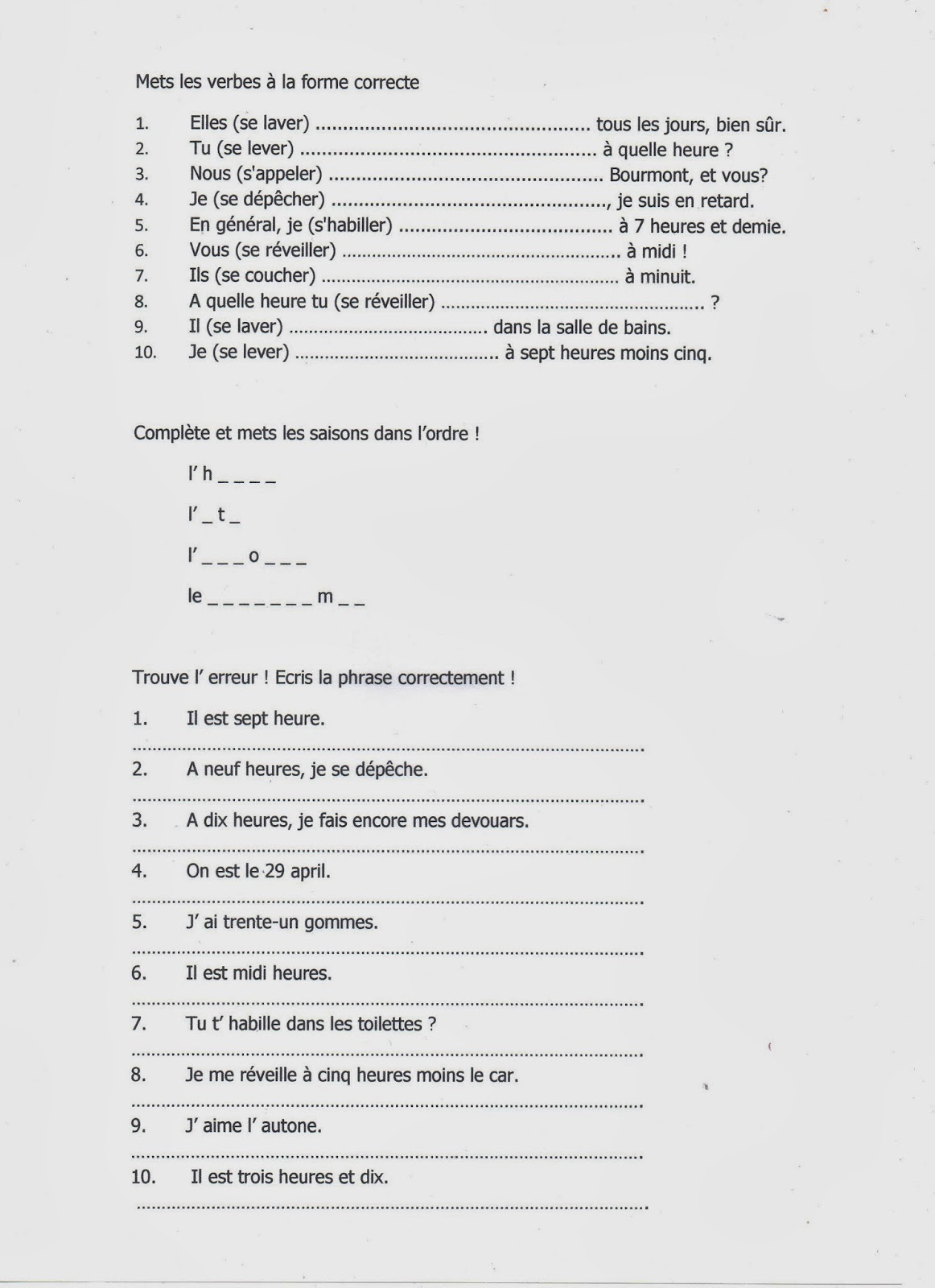 mon cartable: Copains-Copines 2 – Unité 1 – des exercices
