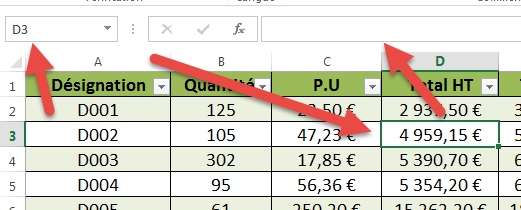 La barre de formule d'Excel | Formation Excel