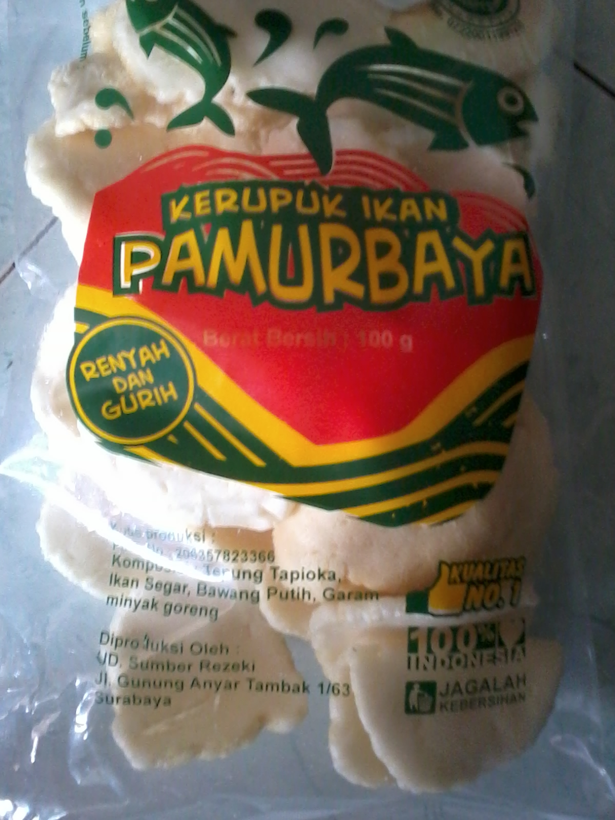 Krupuk Ikan Payus PAMURBAYA. UD.Sumber Rezeki Surabaya