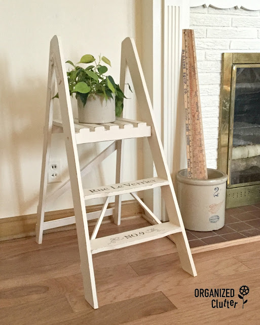 Garage Sale Step Ladder Style Plant Stand Makeover - Organized Clutter