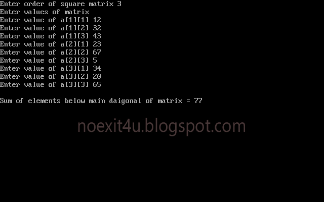 C Program To Calculate Sum Of Elements Below Main
