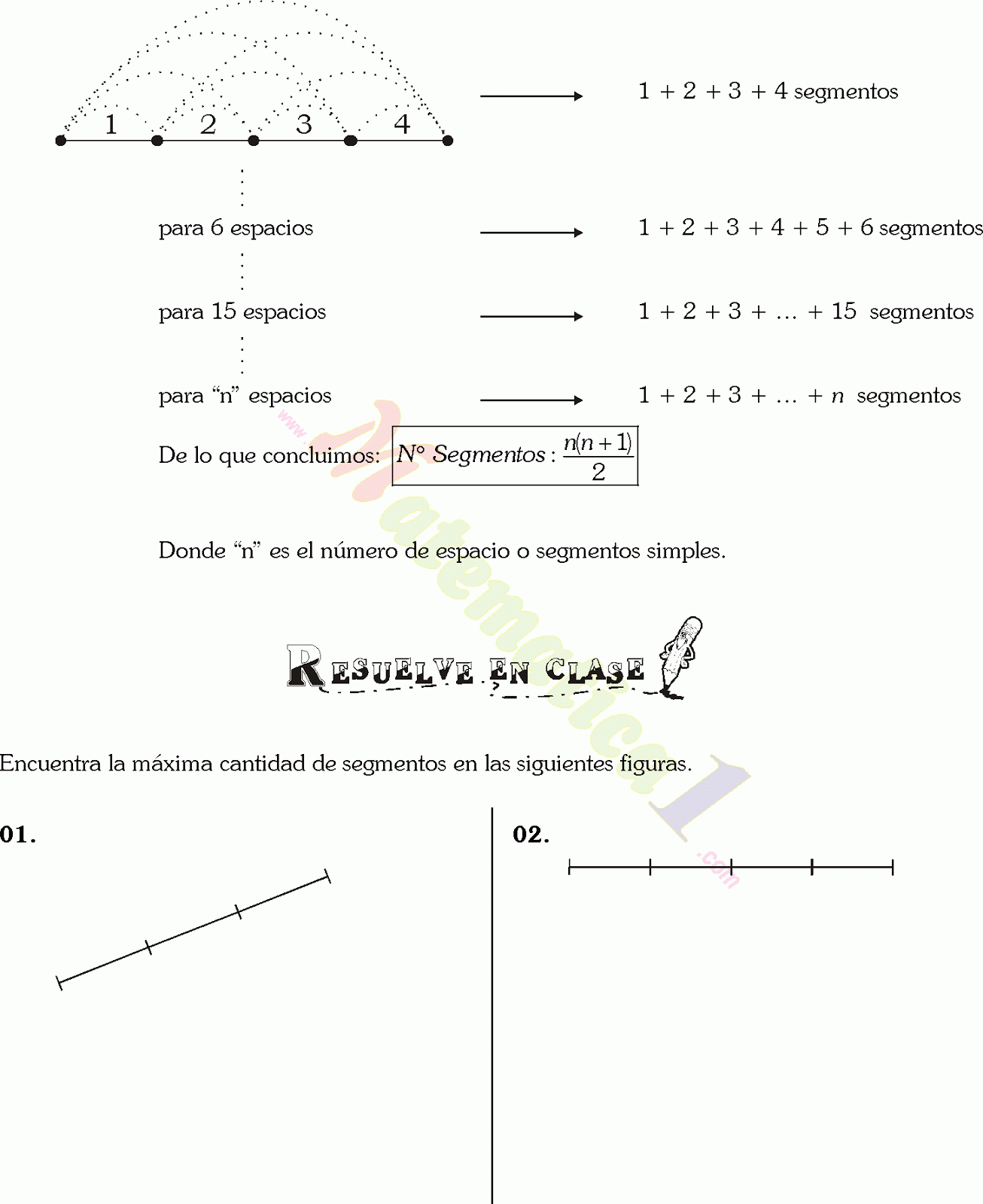 CONTEO DE SEGMENTOS EJEMPLOS Y EJERCICIOS RESUELTOS DE QUINTO GRADO DE PRIMARIA O BÁSICO PDF