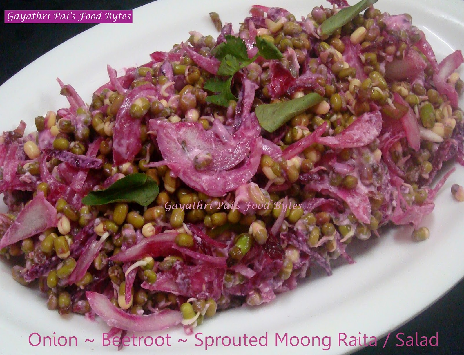 Gayathri Pai's Food Bytes: Onion ~ Beetroot ~ Sprouted Moong Raita / Salad.