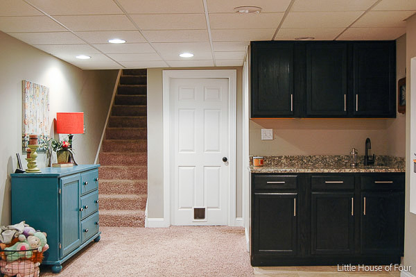 Basement Makeover: Mosaic Subway Tile Backsplash | Little House of Four ...