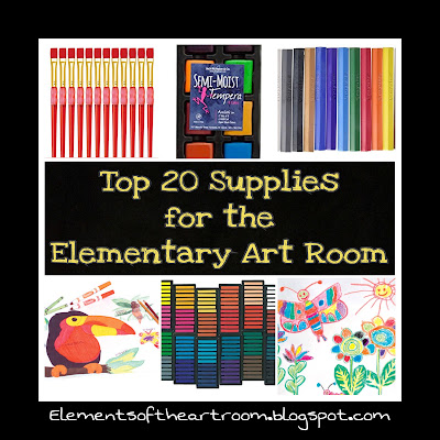 Elements of the Art Room: My Top 20 Supplies for the Elementary Art Room!