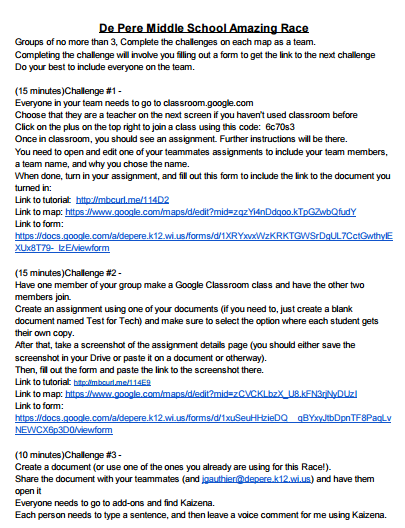 Mr. Gauthier's Tech Chats: Building an Amazing Race Activity!